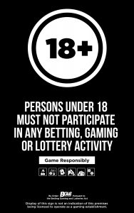 Underage Gambling Prohibition Signs - Betting, Gaming & Lotteries ...